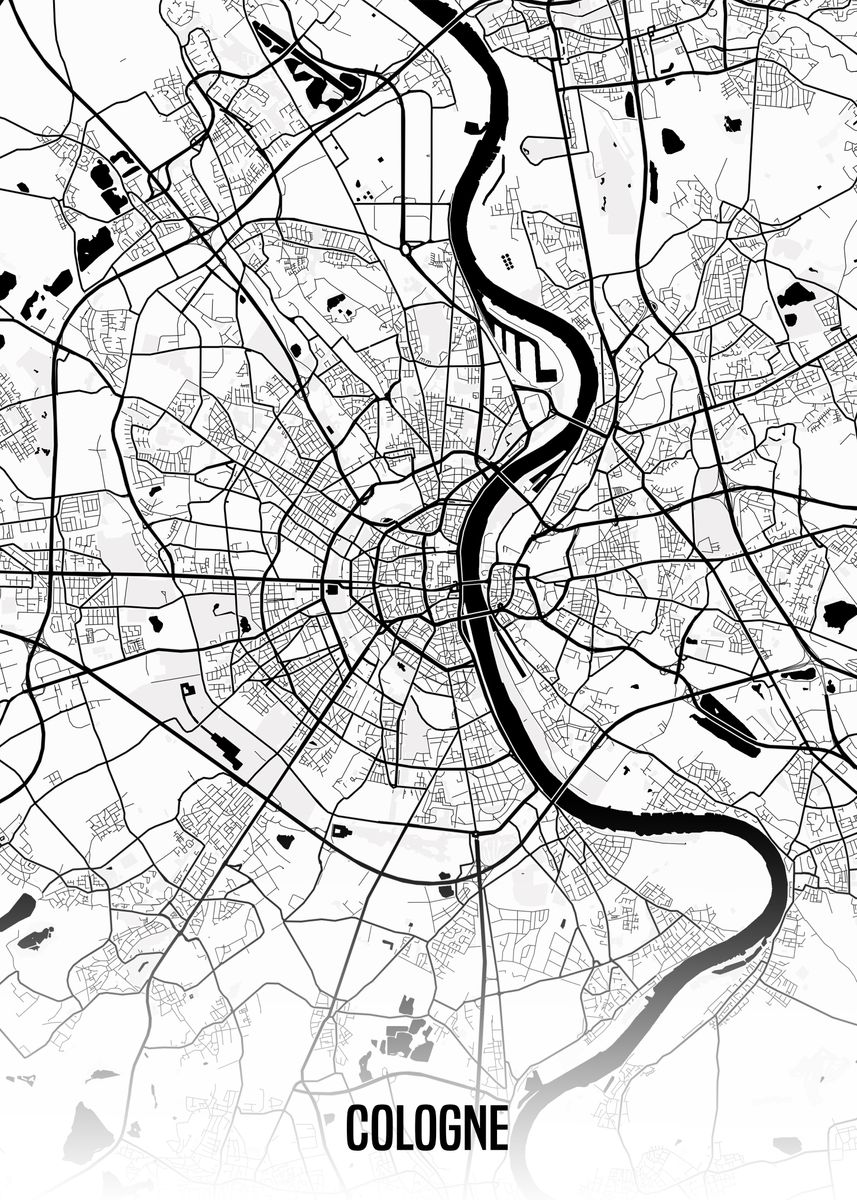 'Cologne map' Poster, picture, metal print, paint by Stefano Lunghi ...