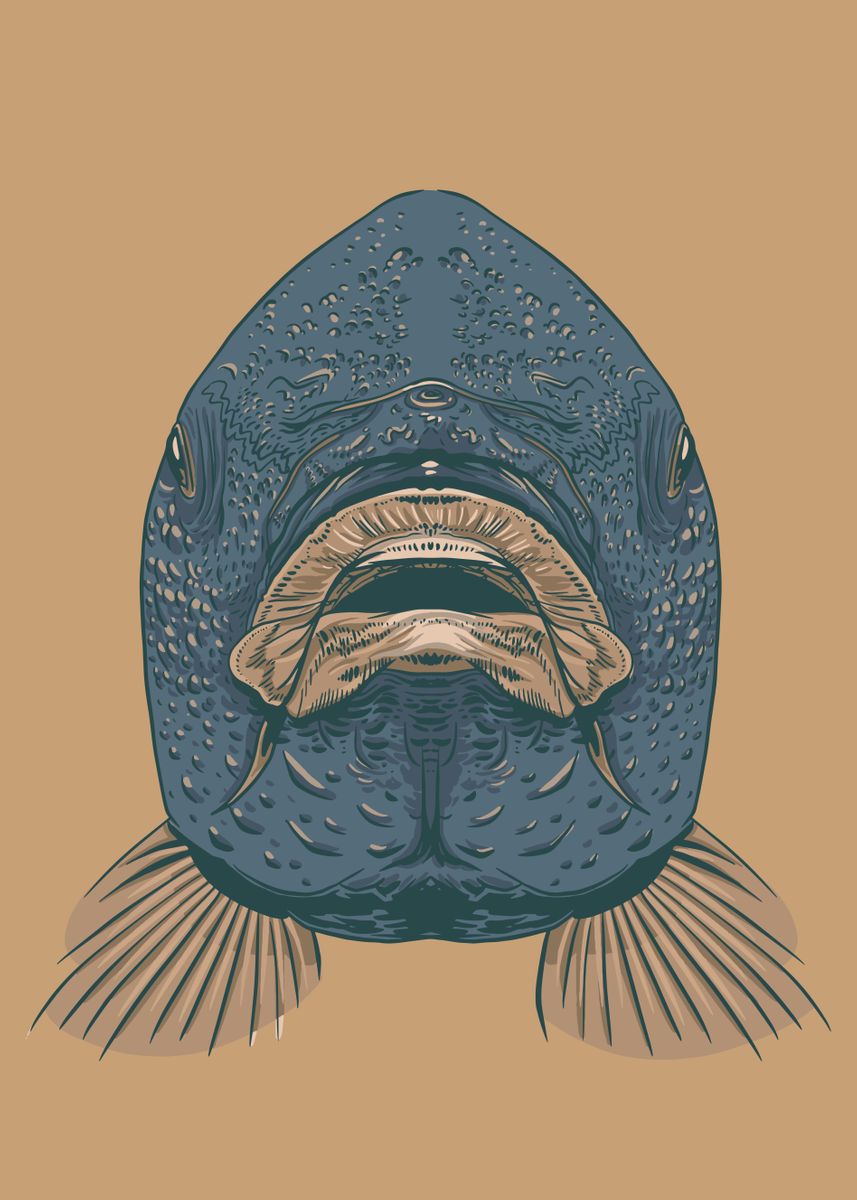 'Carp Mouth Fish Face' Poster, picture, metal print, paint by ...