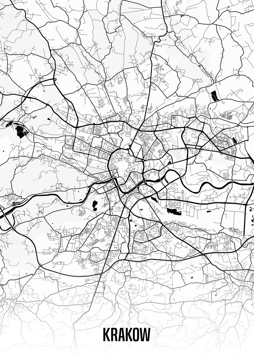 'Krakow map' Poster, picture, metal print, paint by Stefano Lunghi ...