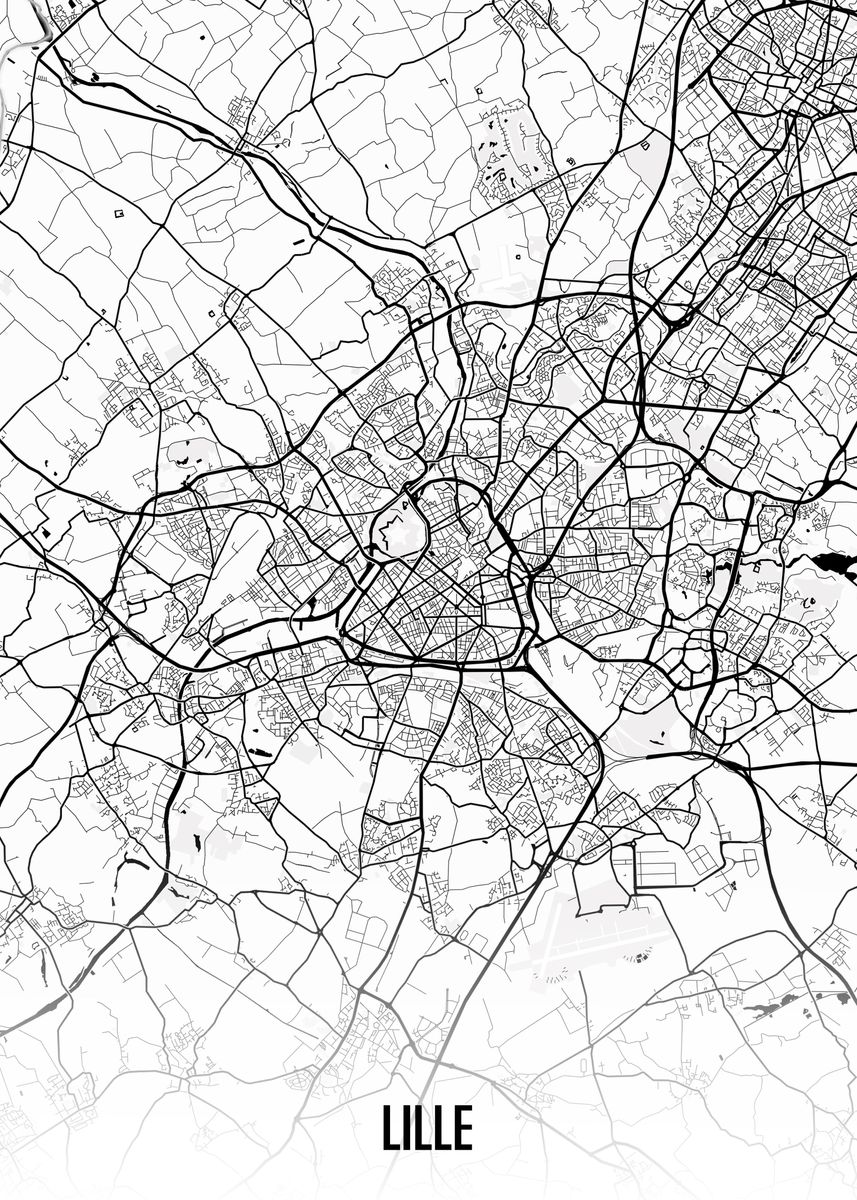 'Lille map' Poster, picture, metal print, paint by LUNGHISTE | Displate