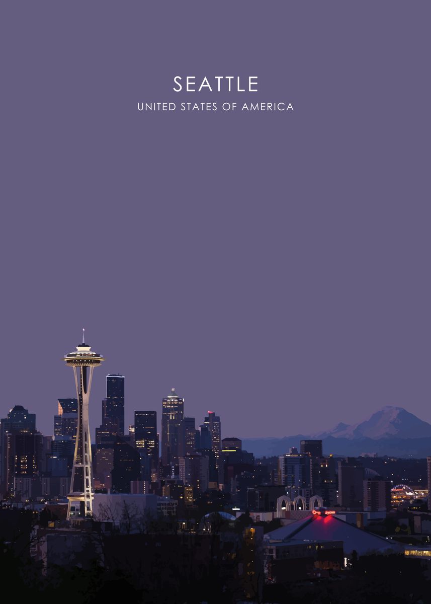 'Seattle Skyline Artwork' Poster by Alo | Displate