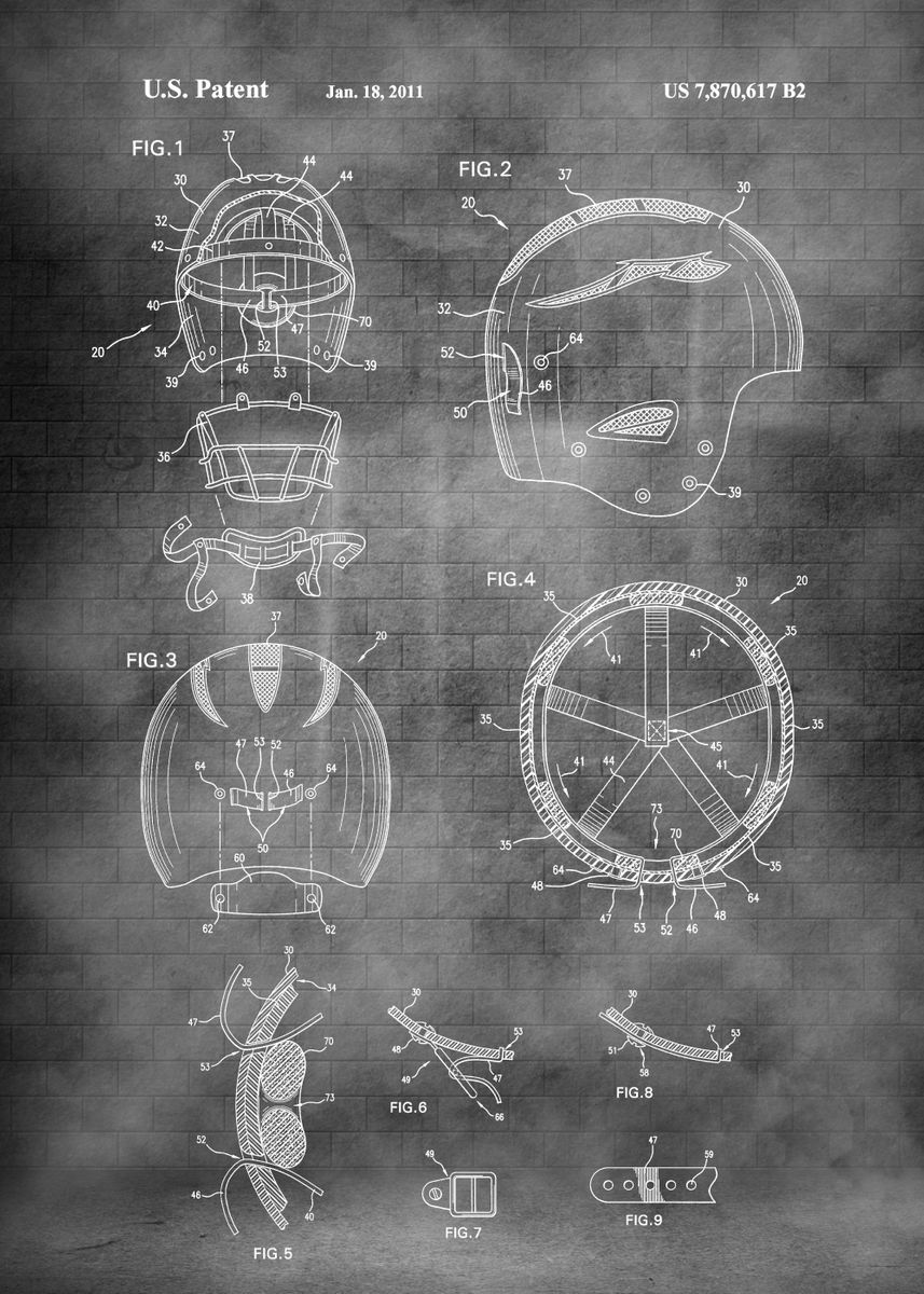 'Old helmet patent' Poster, picture, metal print, paint by maystudio ...