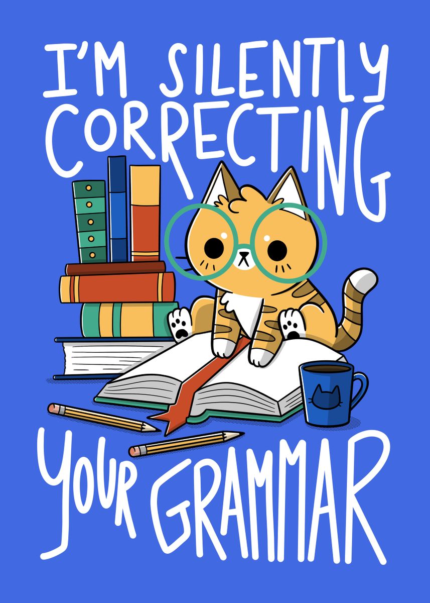 'Grammar Cat' Poster by Sara Gaiaudi | Displate