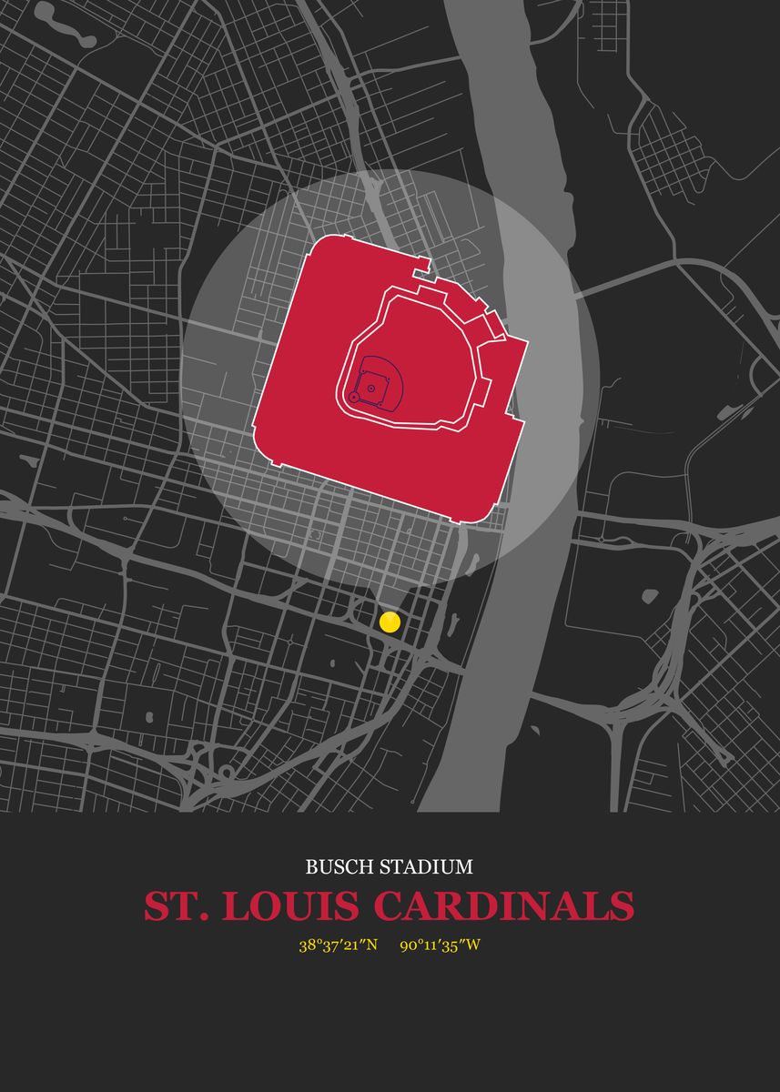 'Busch Stadium Map Print' Poster, picture, metal print, paint by Dany ...