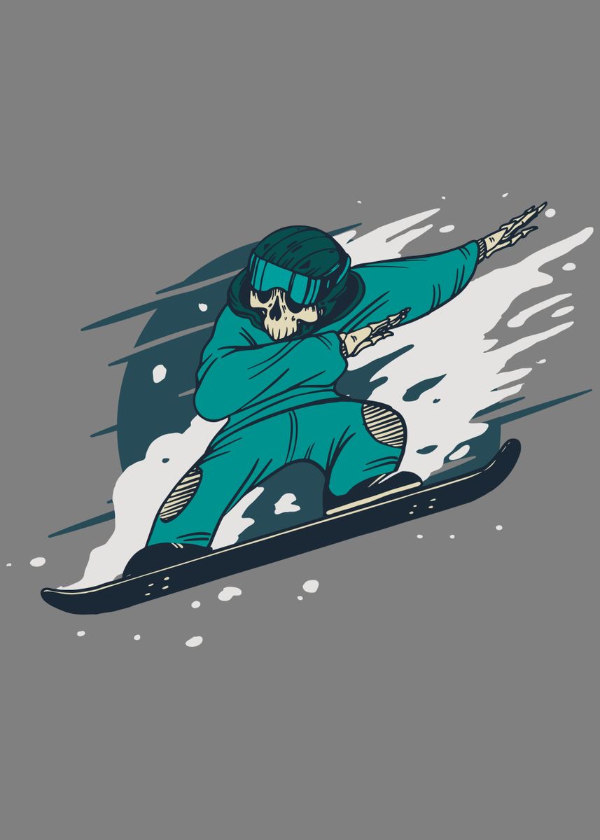 'Snowboarding Skeleton' Poster by StonerPlates | Displate