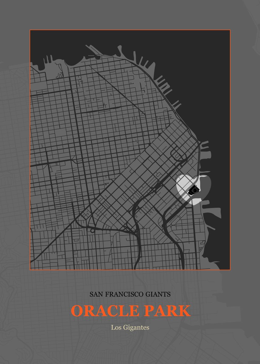 'Oracle Park Stadium Map' Poster, picture, metal print, paint by Dany ...