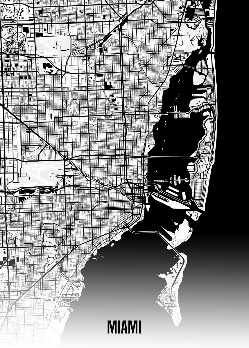 'Miami map' Poster by Stefano Lunghi | Displate