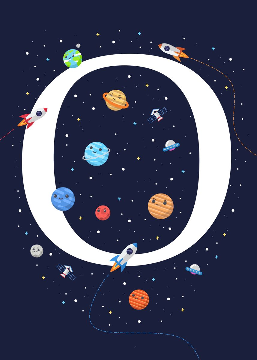 'alphabet O outer space' Poster, picture, metal print, paint by Yahya ...