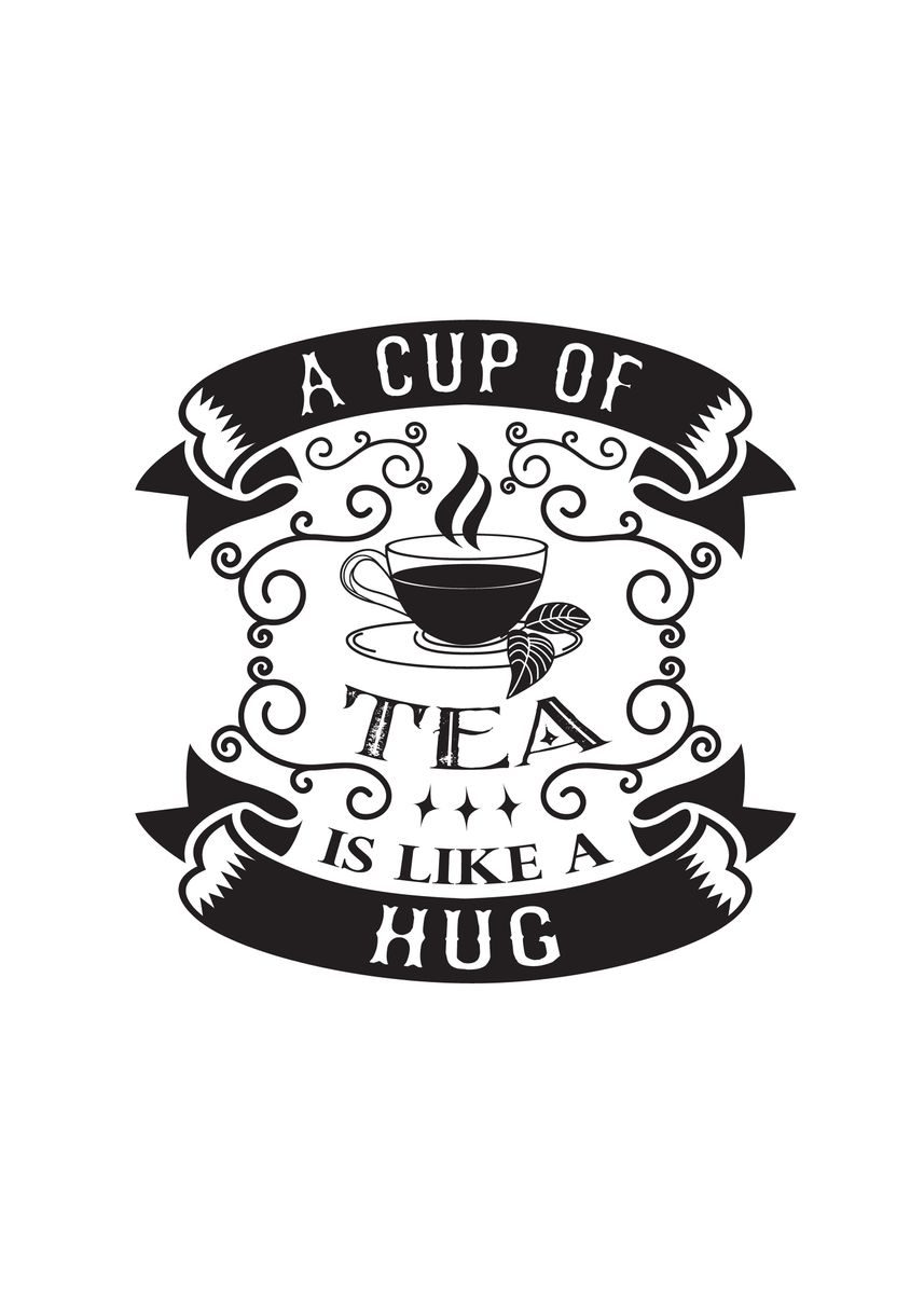 'Hug Tea' Poster, picture, metal print, paint by Beone Digital | Displate