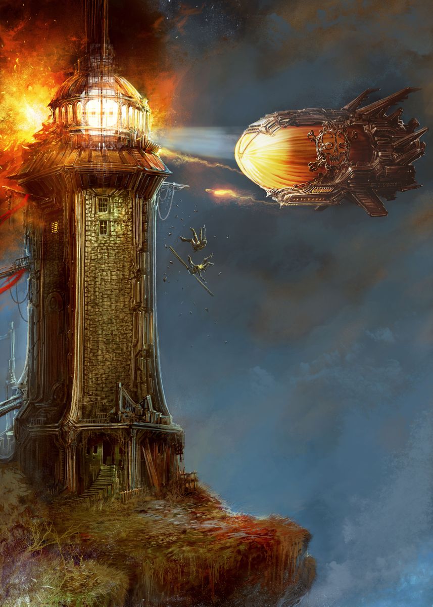 'Airship Attack' Poster, picture, metal print, paint by ...