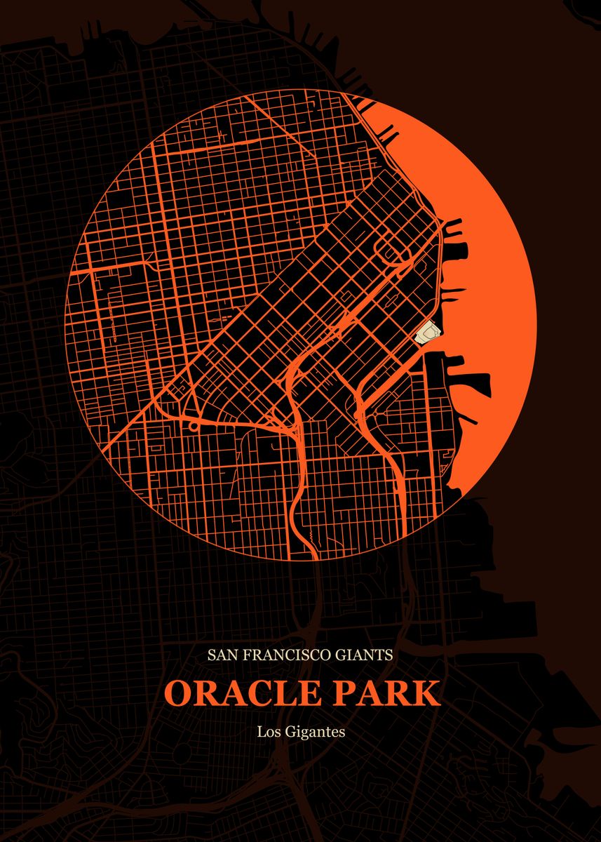 'Oracle Park Stadium Map' Poster, picture, metal print, paint by Dany ...