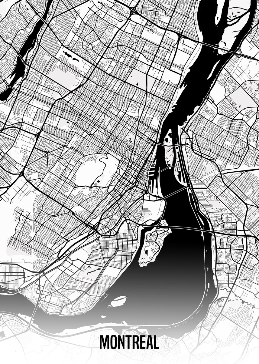 'Montreal map' Poster, picture, metal print, paint by Stefano Lunghi ...