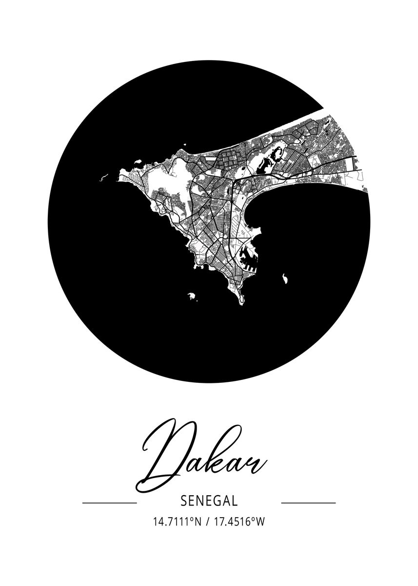 'Dakar Area City Map' Poster by Tien Stencil | Displate