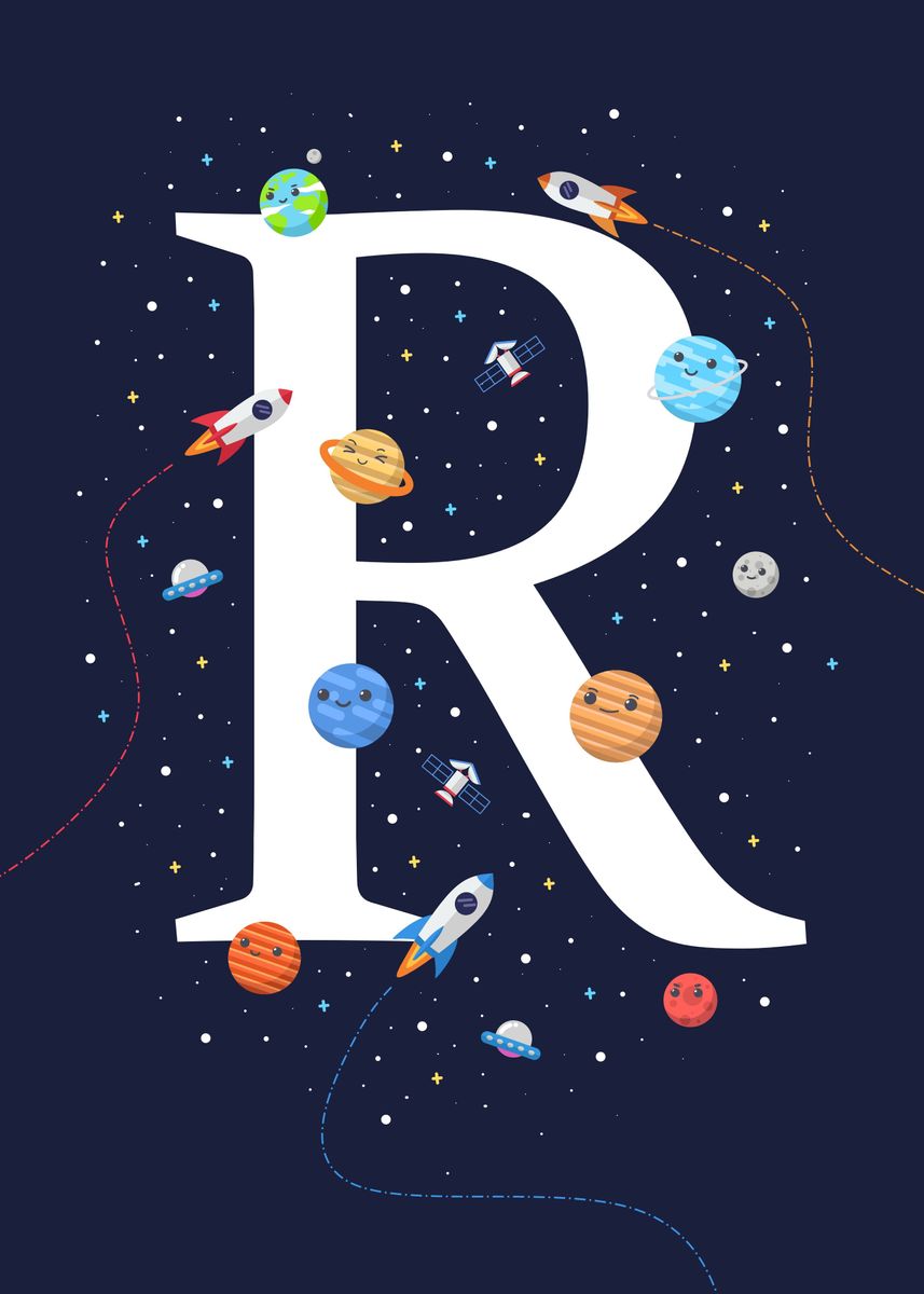 'letter R outer space' Poster, picture, metal print, paint by Yahya Art ...