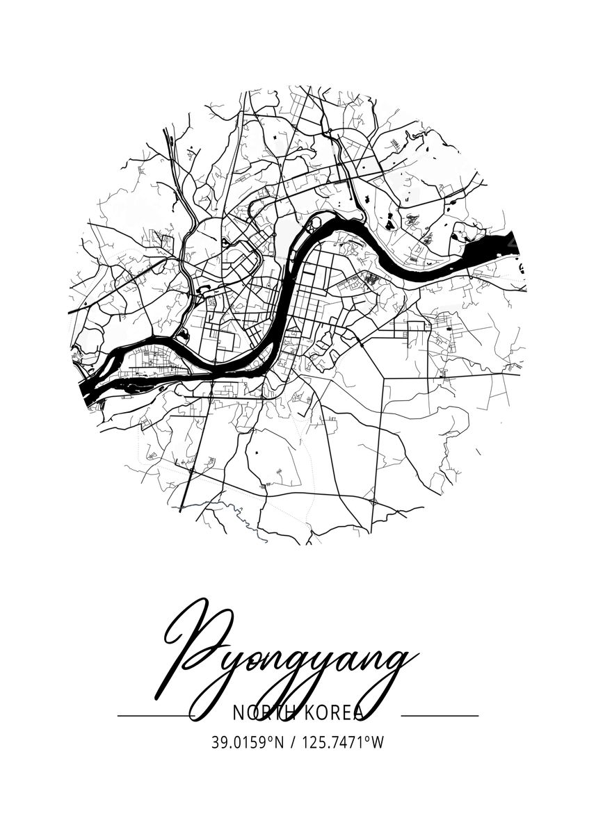 'Pyongyang Area City Map' Poster by Tien Stencil | Displate