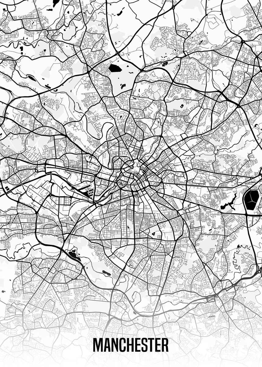 'Manchester map' Poster, picture, metal print, paint by LUNGHISTE ...