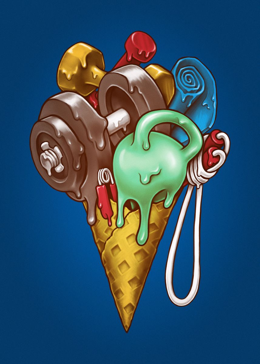 'Ice Cream Workout' Poster, picture, metal print, paint by Patrick ...
