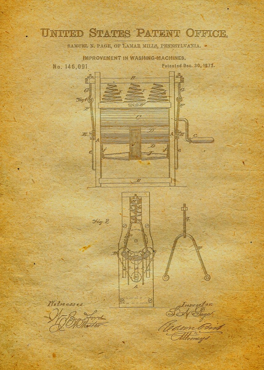 '32 Washing Machine Patent' Poster by Kaleigh Leannon | Displate