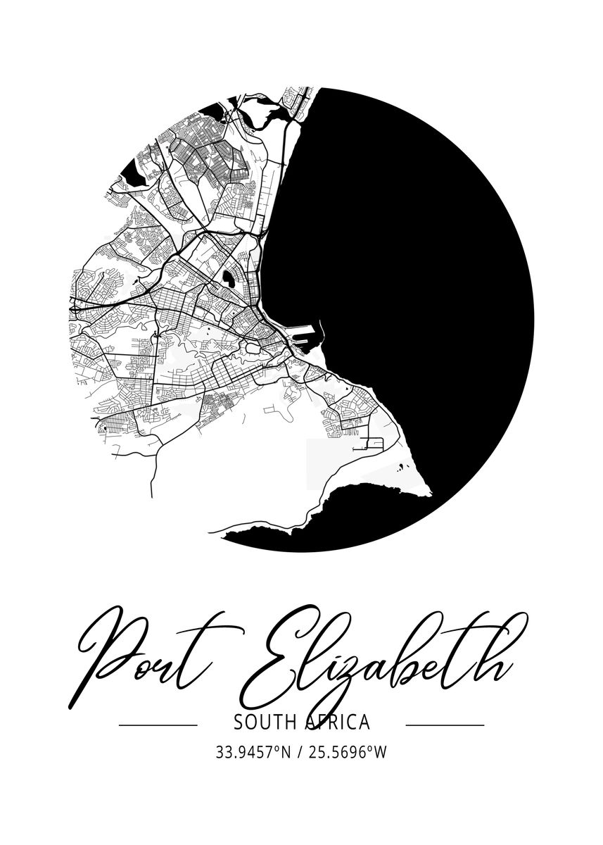 'Port Elizabeth Area Map' Poster, picture, metal print, paint by Tien ...
