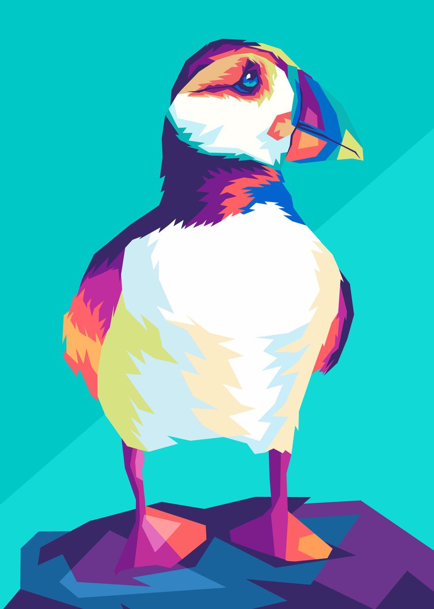 'Atlantic Puffin pop art' Poster, picture, metal print, paint by Ar ...