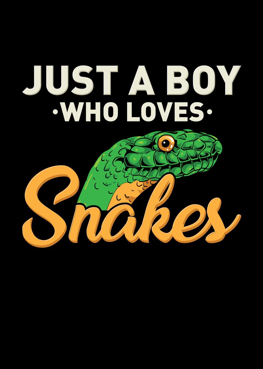 'Boy Loves Snakes' Poster, picture, metal print, paint by Andrea ...