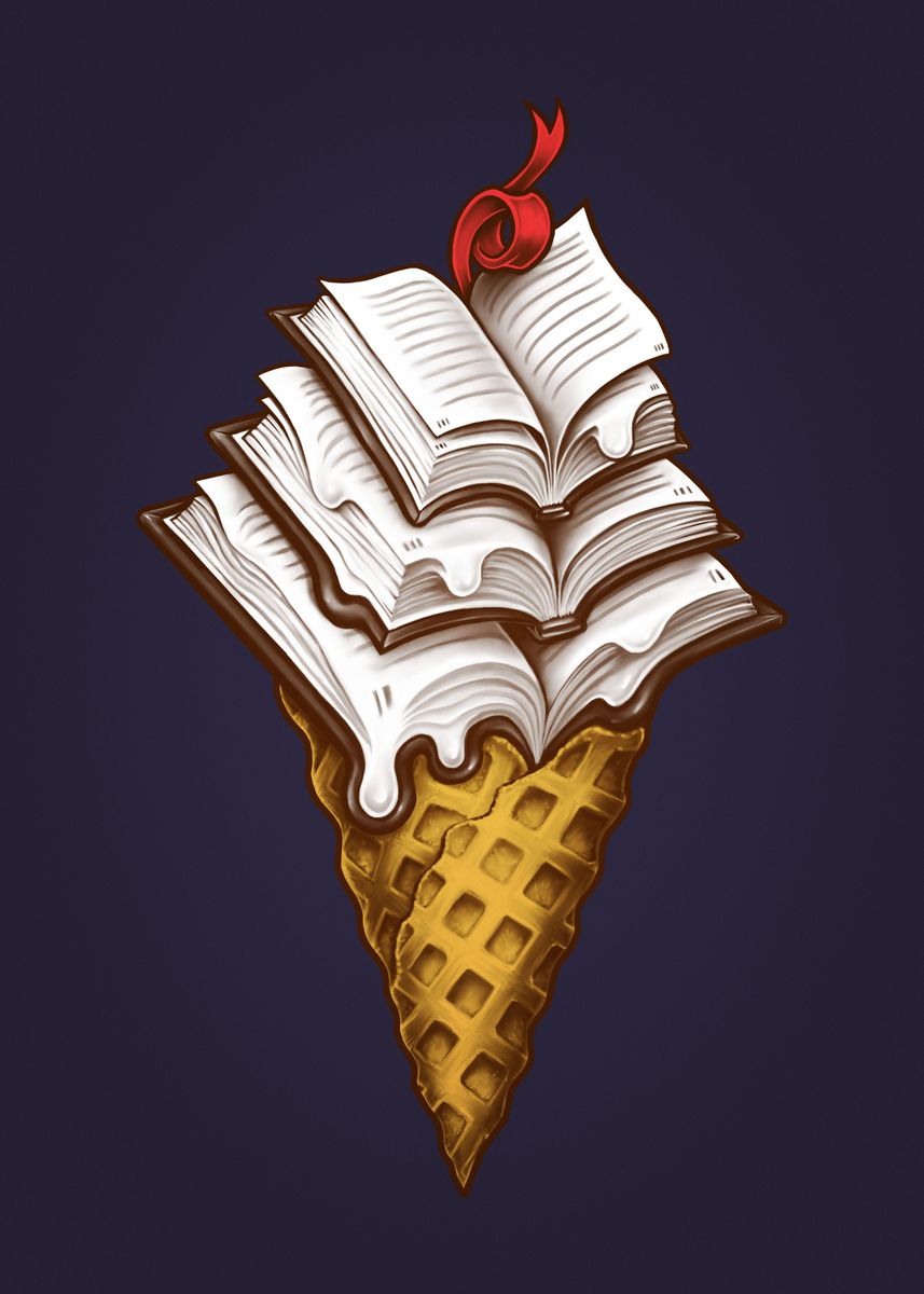 'Ice Cream Books' Poster, picture, metal print, paint by Patrick ...