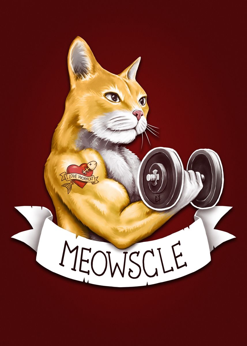 'Meowscle' Poster by Patrick Zedouard c0y0te7 | Displate