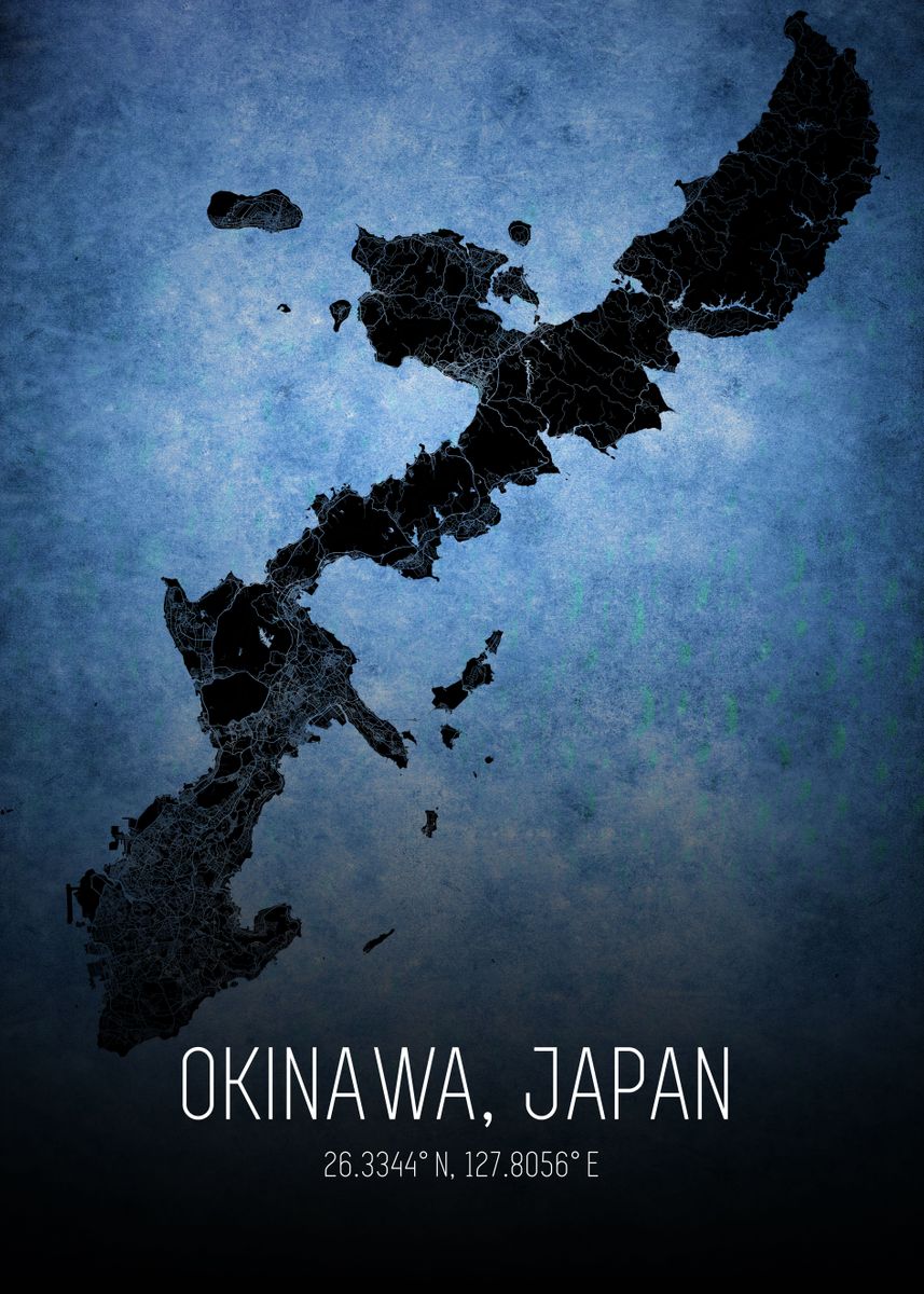 'Okinawa Modern Map' Poster, picture, metal print, paint by The ...