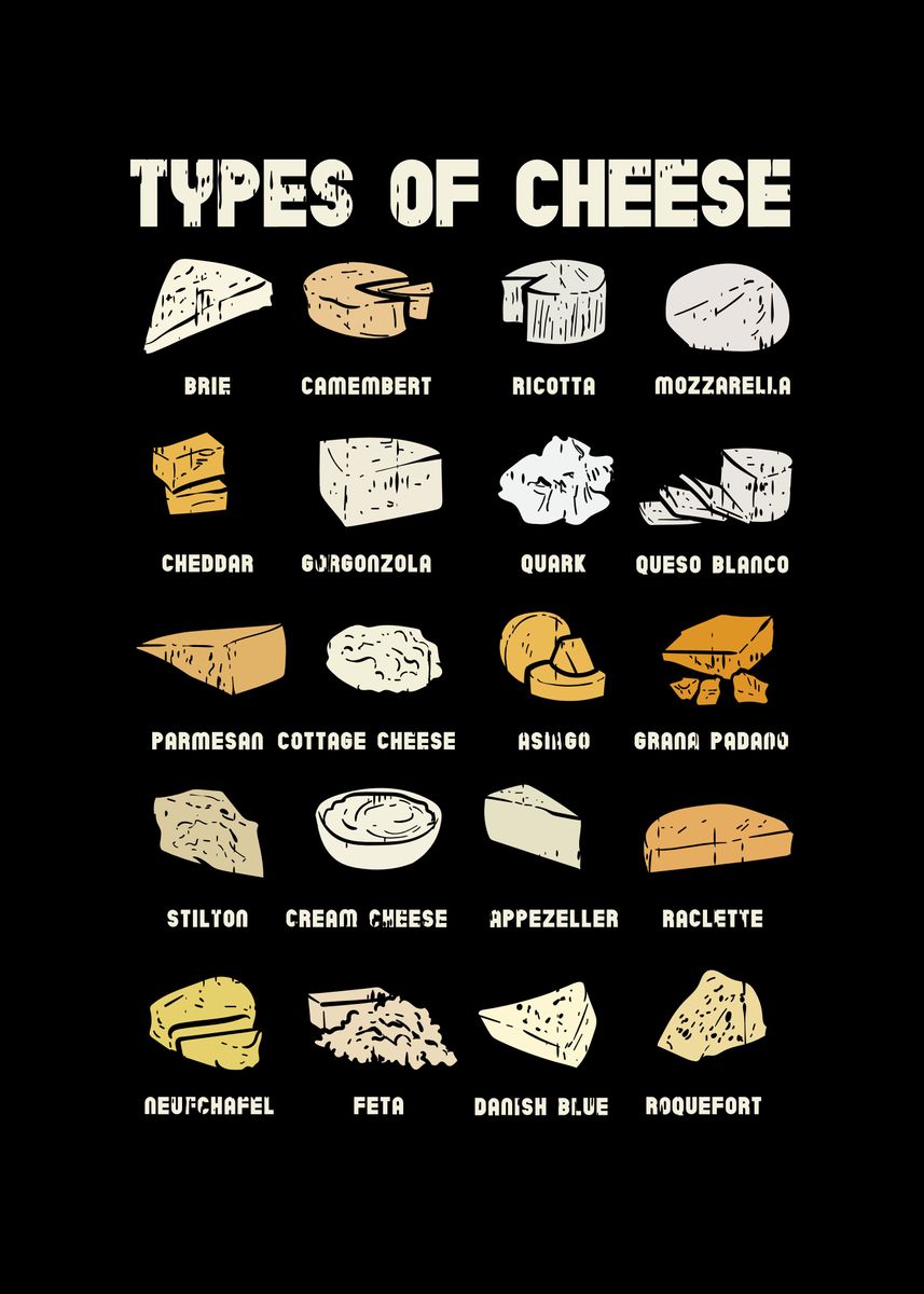 'Funny Cheese Food ' Poster, picture, metal print, paint by Andrea ...