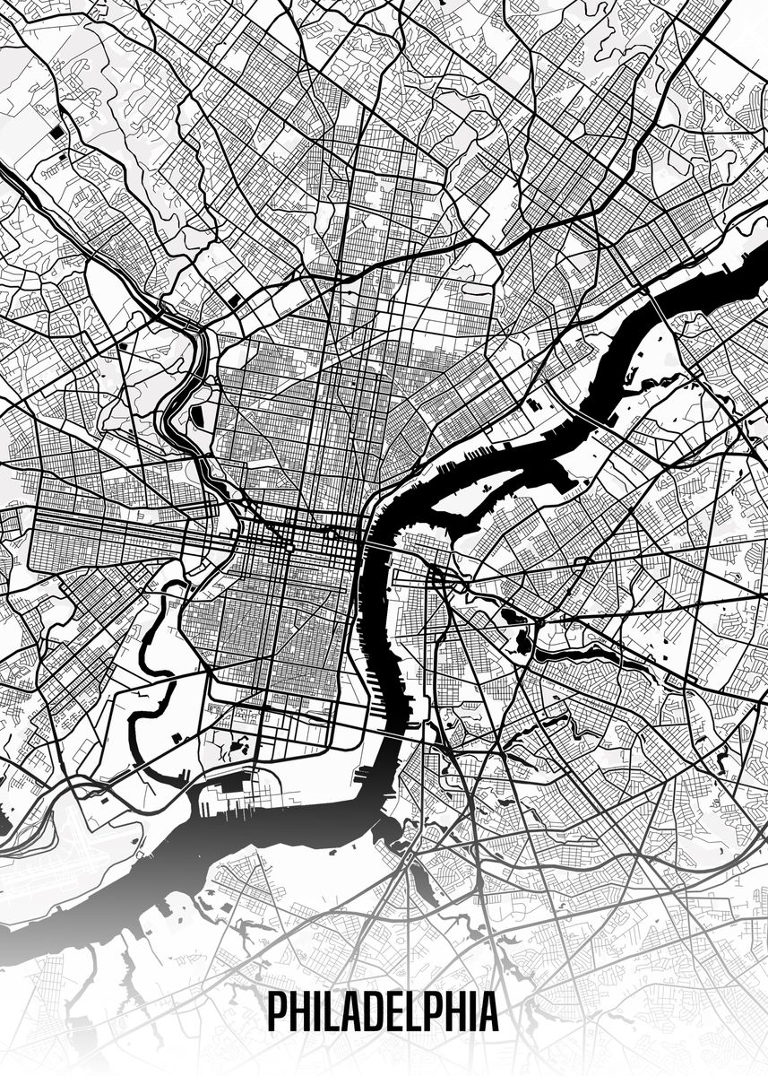 'Philadelphia map' Poster, picture, metal print, paint by LUNGHISTE ...