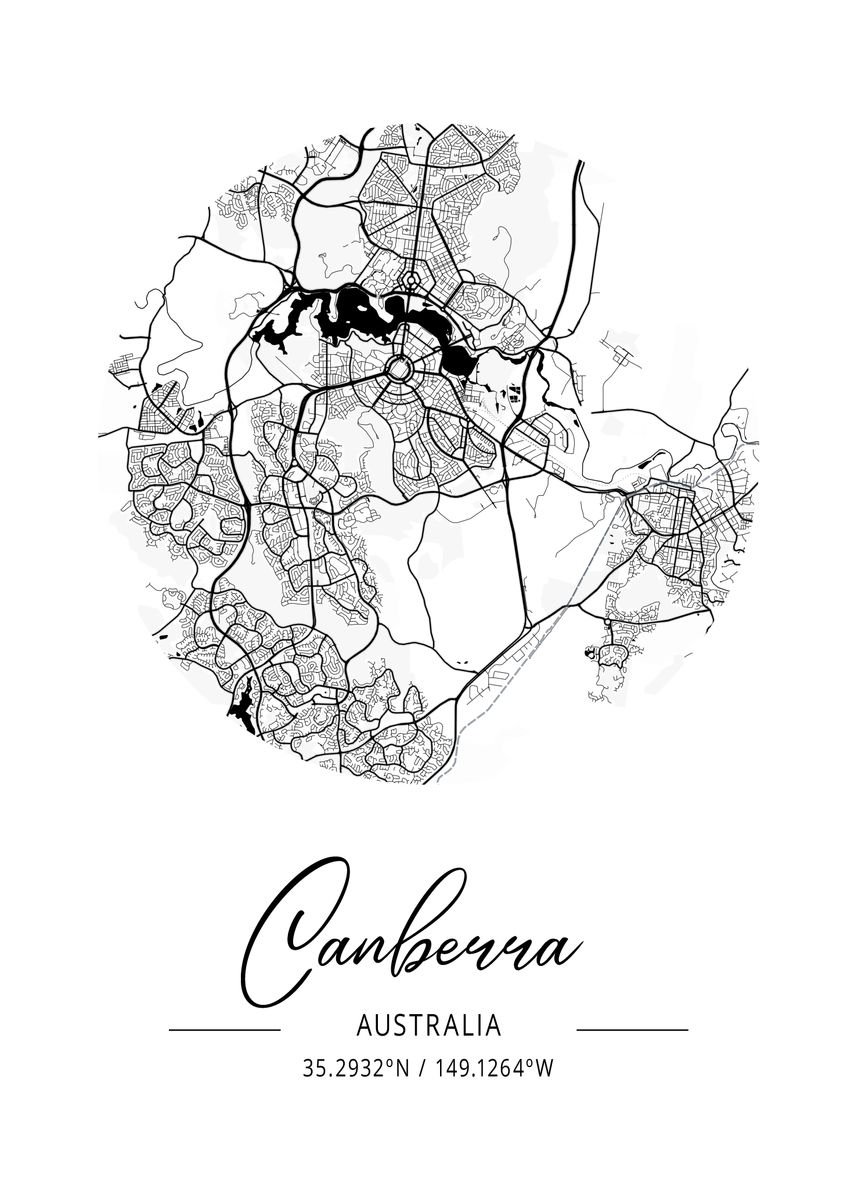 'Canberra Area City Map' Poster by Tien Stencil | Displate
