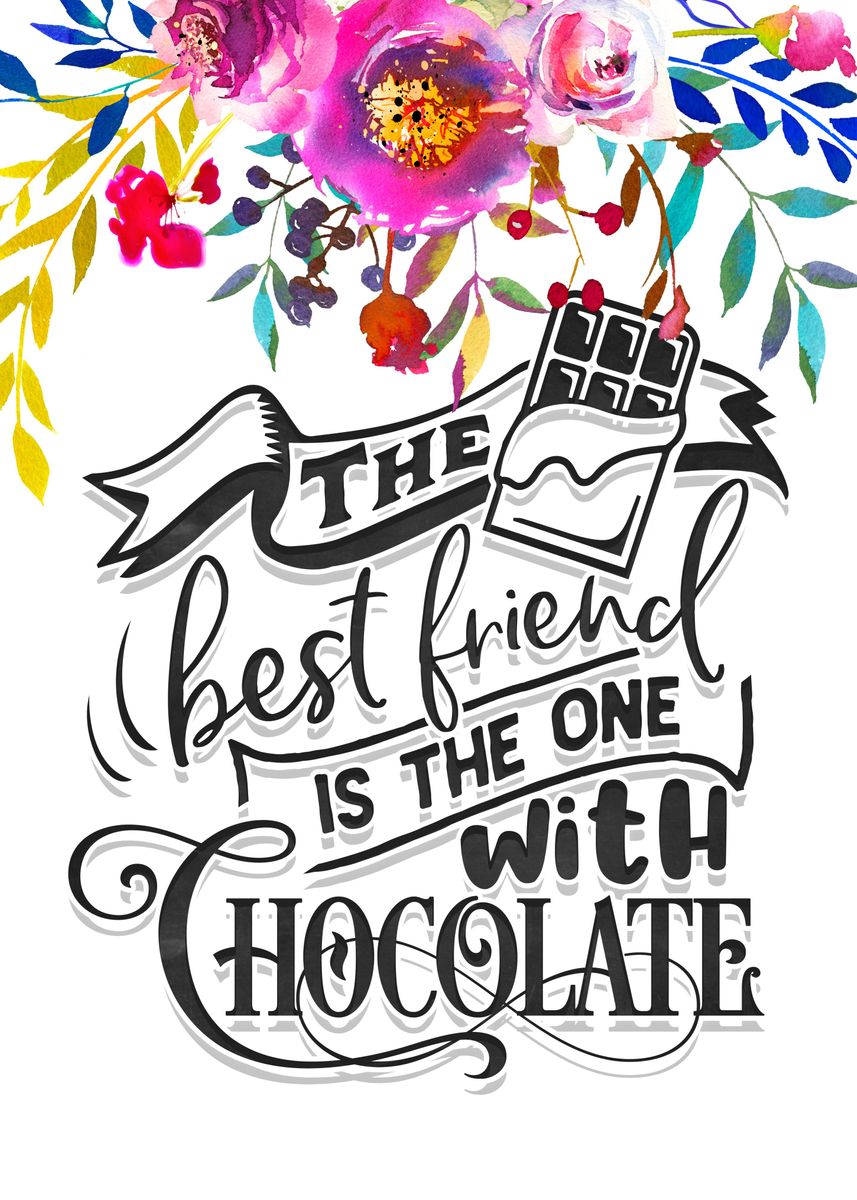 'Best Friend and Chocolate' Poster, picture, metal print, paint by ...