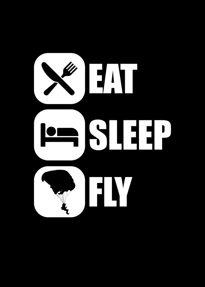 'Eat Sleep Fly' Poster, picture, metal print, paint by bananadesign ...
