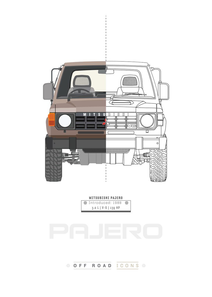 'Pajero half color half BW' Poster, picture, metal print, paint by Off ...