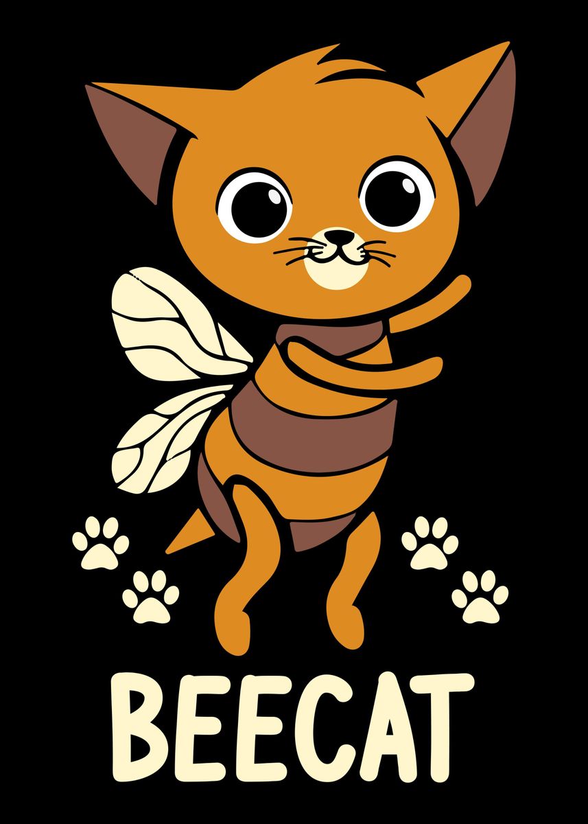 'Funny Bee Cat BeeCat' Poster, picture, metal print, paint by Sebastian ...
