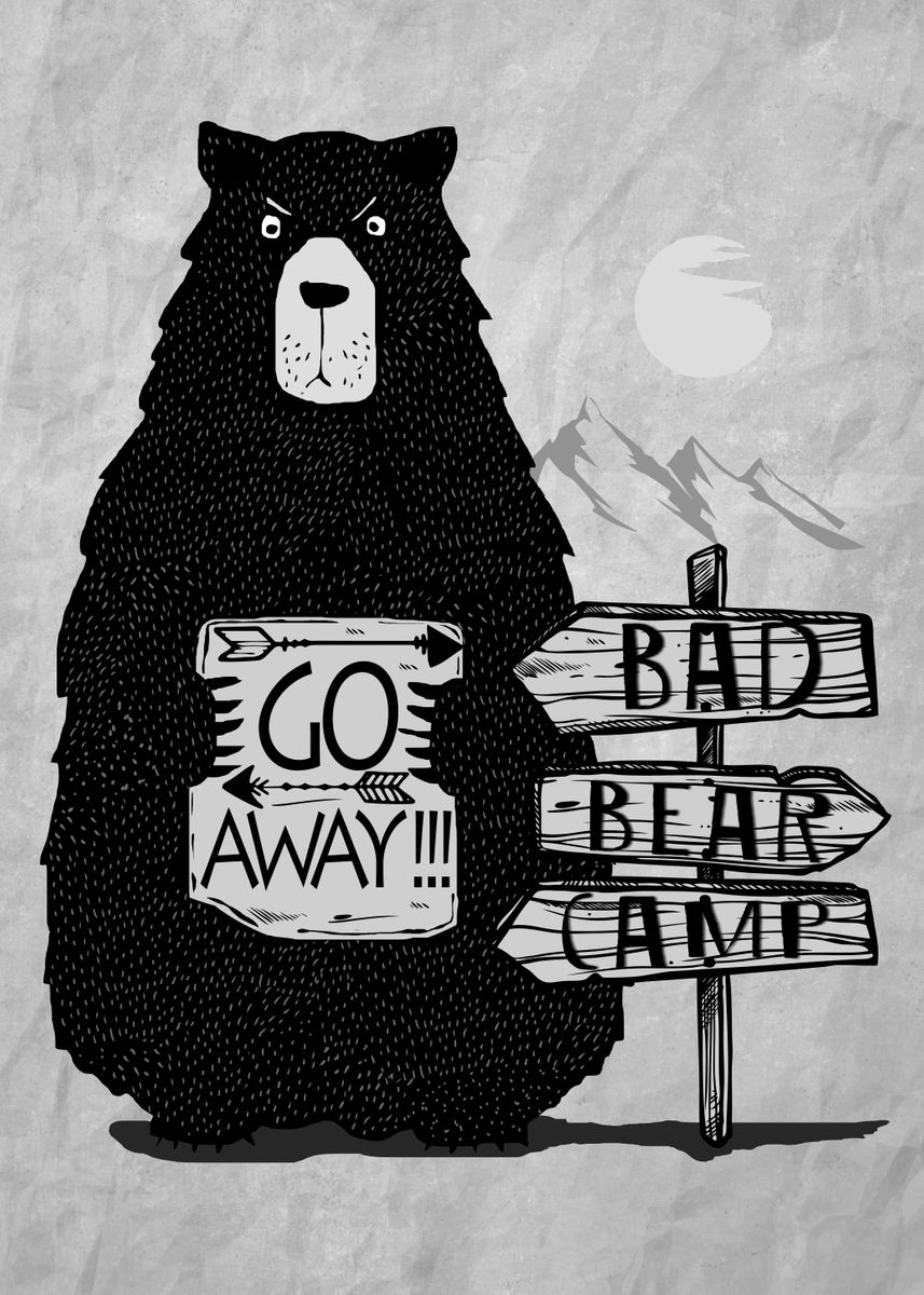'Bad Bear Camp' Poster, picture, metal print, paint by Ilya Danilov ...