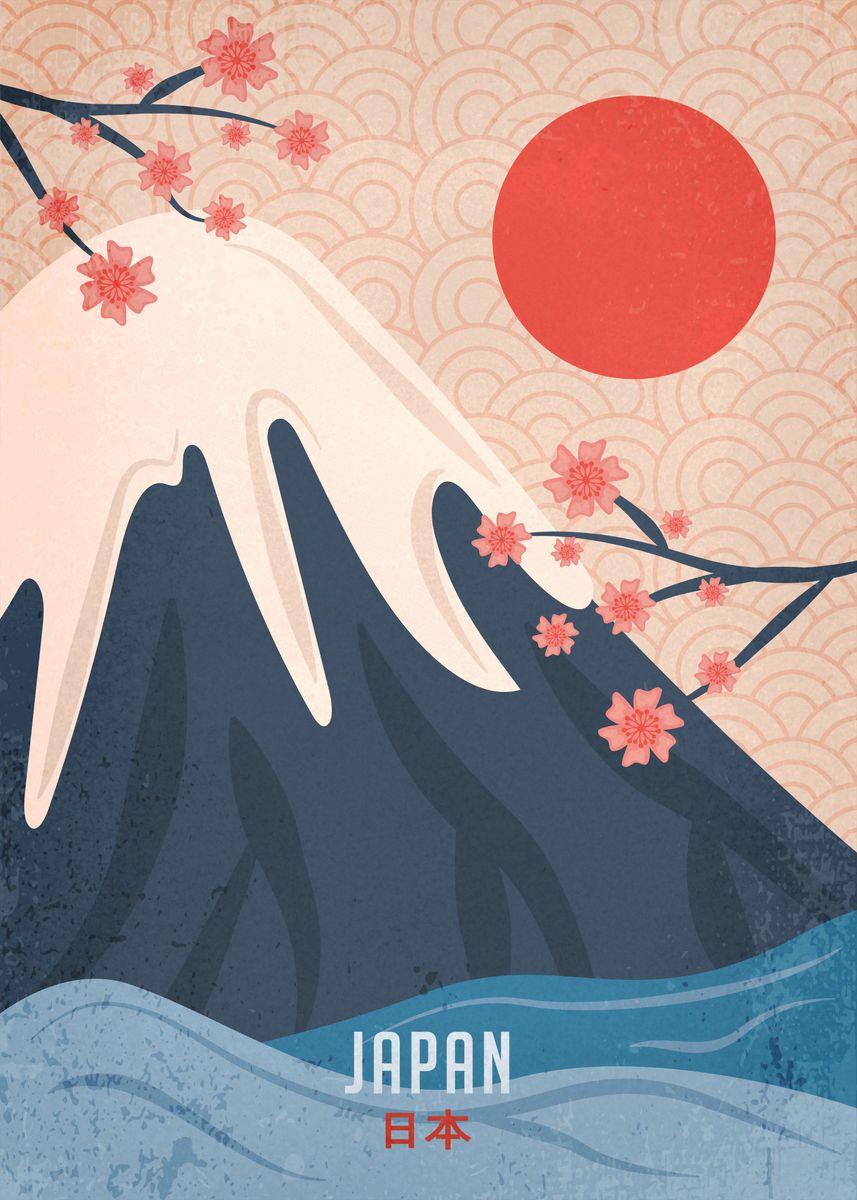 'Abstract Mount Fuji Japan' Poster, picture, metal print, paint by ...