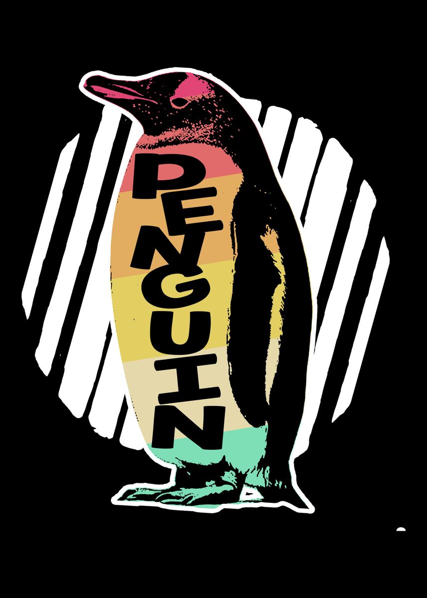 'Penguin Retro Vintage' Poster, picture, metal print, paint by ...