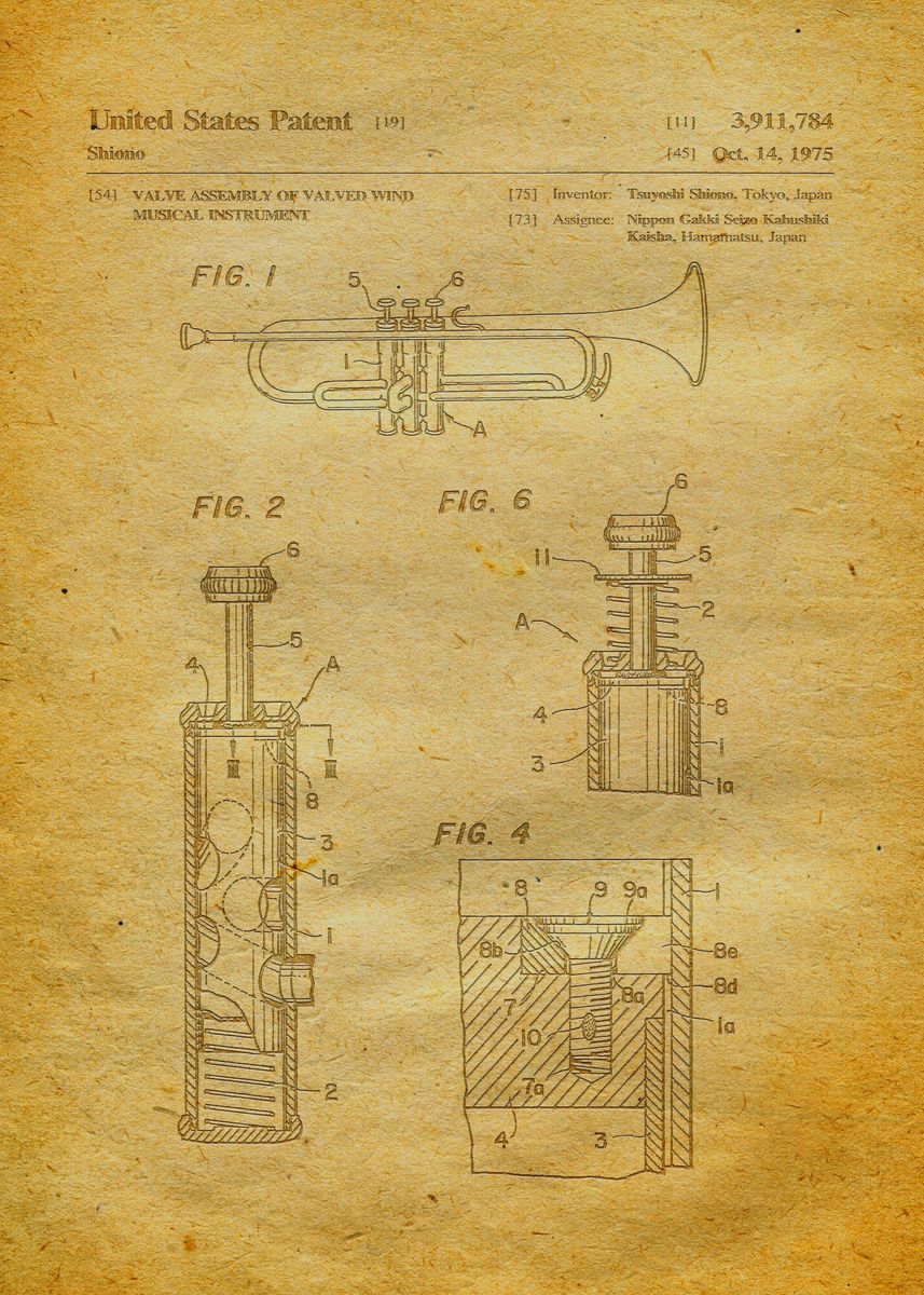 '42 Wind Instrument Valve ' Poster, picture, metal print, paint by ...