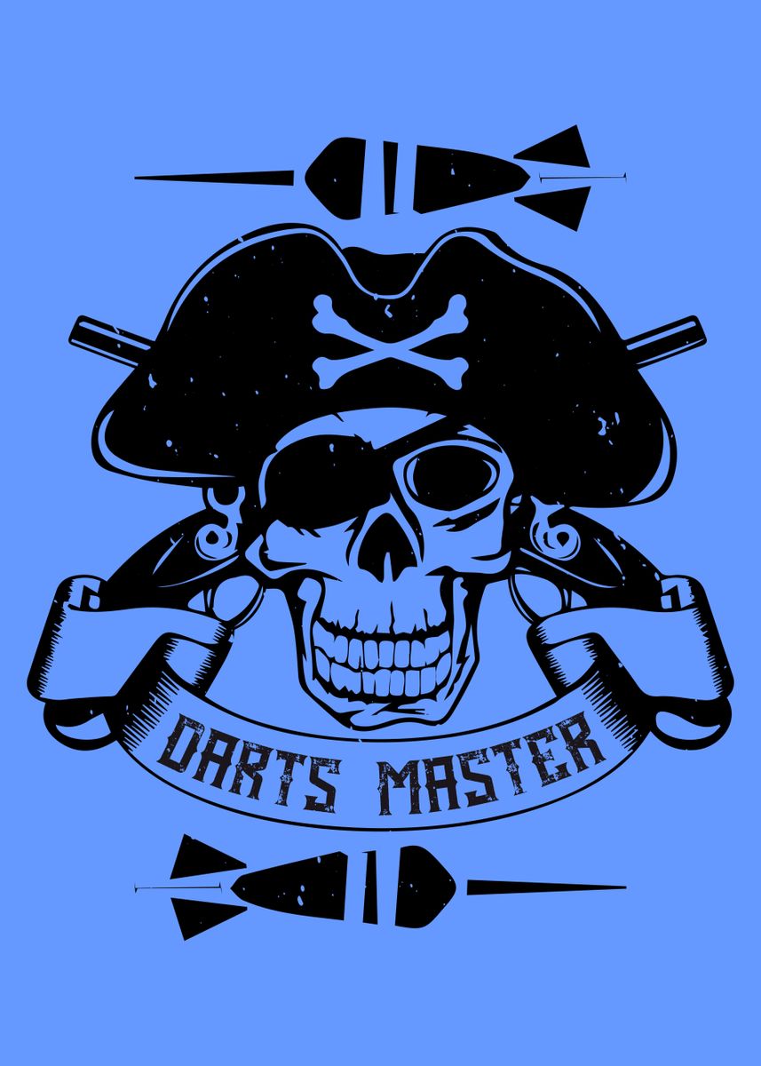 'Darts Master Skull' Poster, picture, metal print, paint by NoPlanB ...
