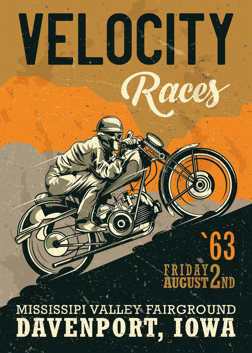 'Retro Hill Climb Race' Poster, picture, metal print, paint by Kunyah ...