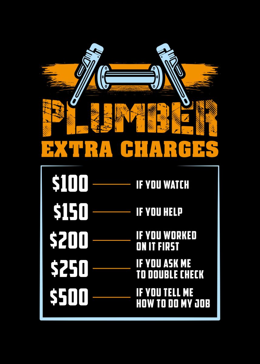 'Plumber Extra Charges' Poster, picture, metal print, paint by Monster ...