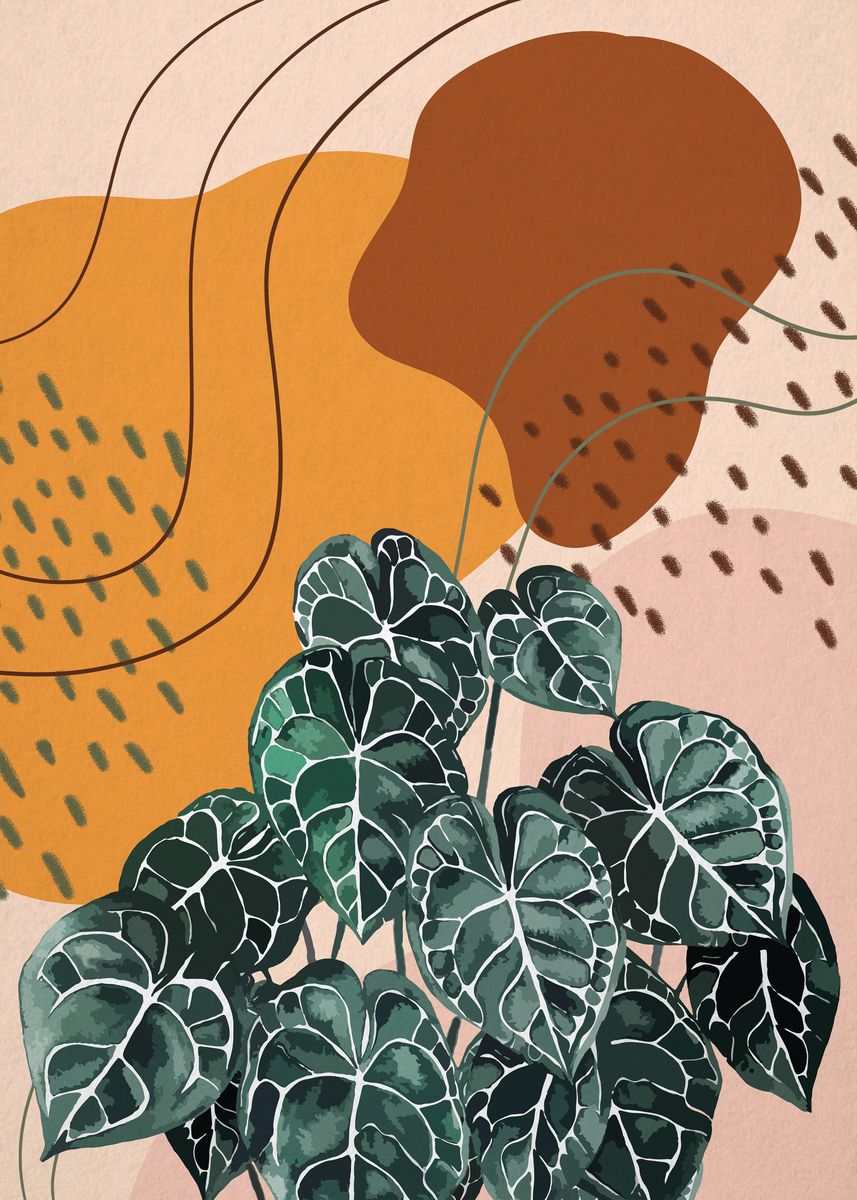 'Modern Abstract Plant' Poster, picture, metal print, paint by Gush Art ...