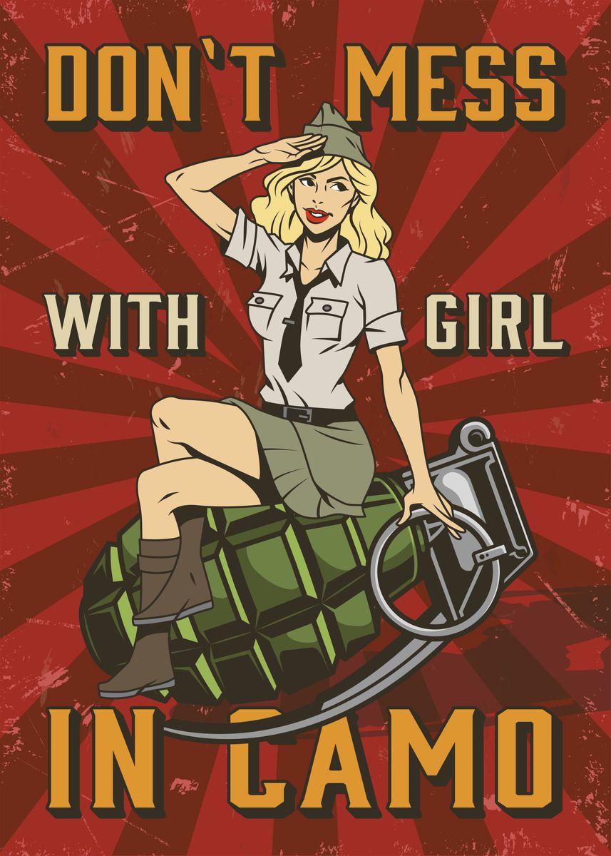 'Retro Army Pin Up Girl' Poster, picture, metal print, paint by Kunyah ...