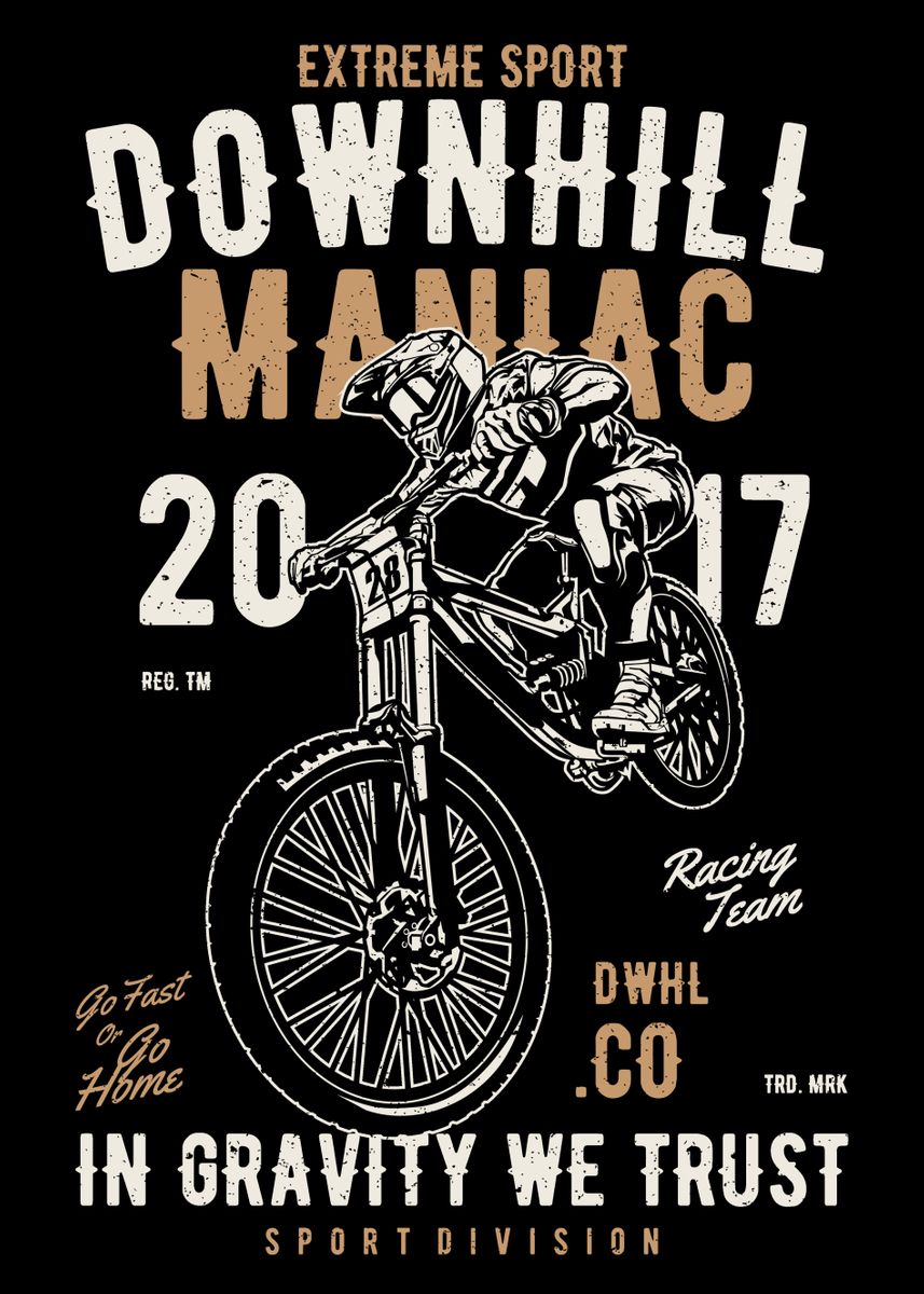 'Downhill Maniac' Poster, picture, metal print, paint by ...