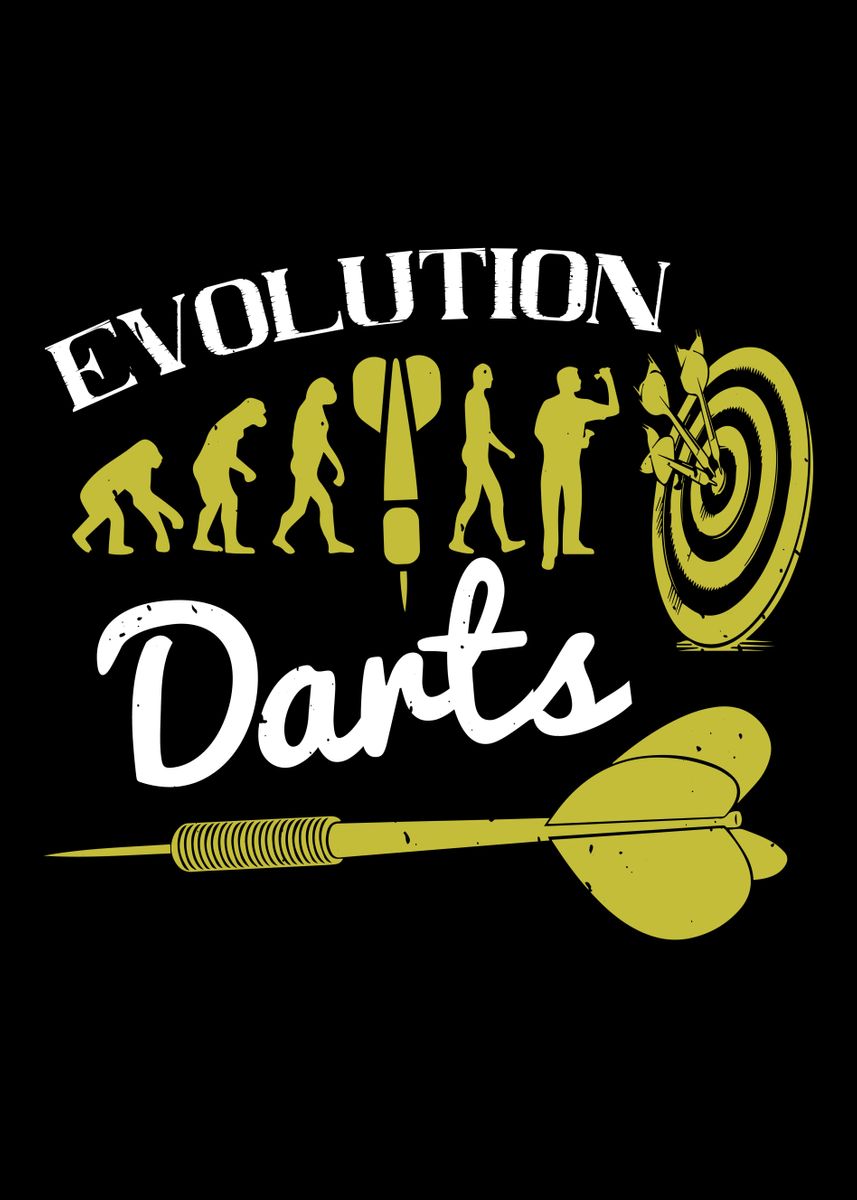 'Evolution Darts' Poster, picture, metal print, paint by NoPlanB | Displate