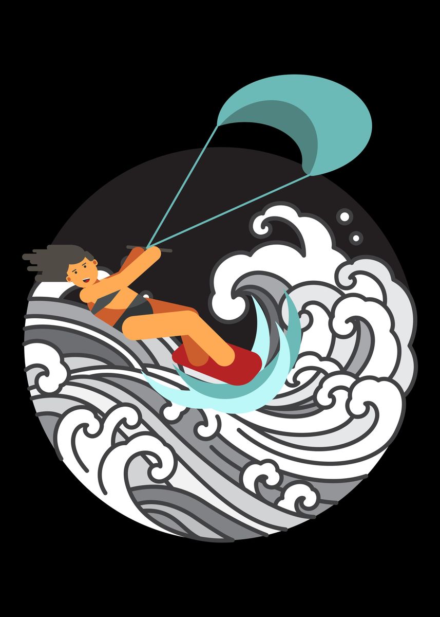 'Funny kite surfing gift qu' Poster, picture, metal print, paint by ...