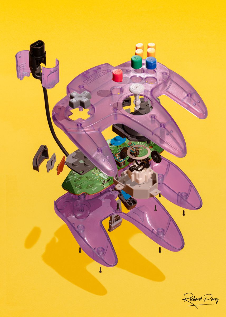 'Press Start Nintendo 64' Poster, picture, metal print, paint by ...