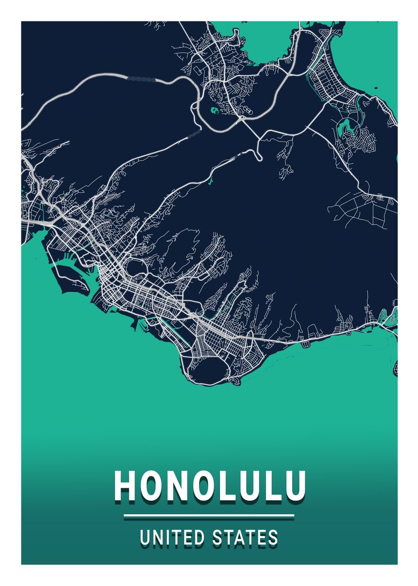 'Honolulu Blue Dark Color' Poster, picture, metal print, paint by Tien ...