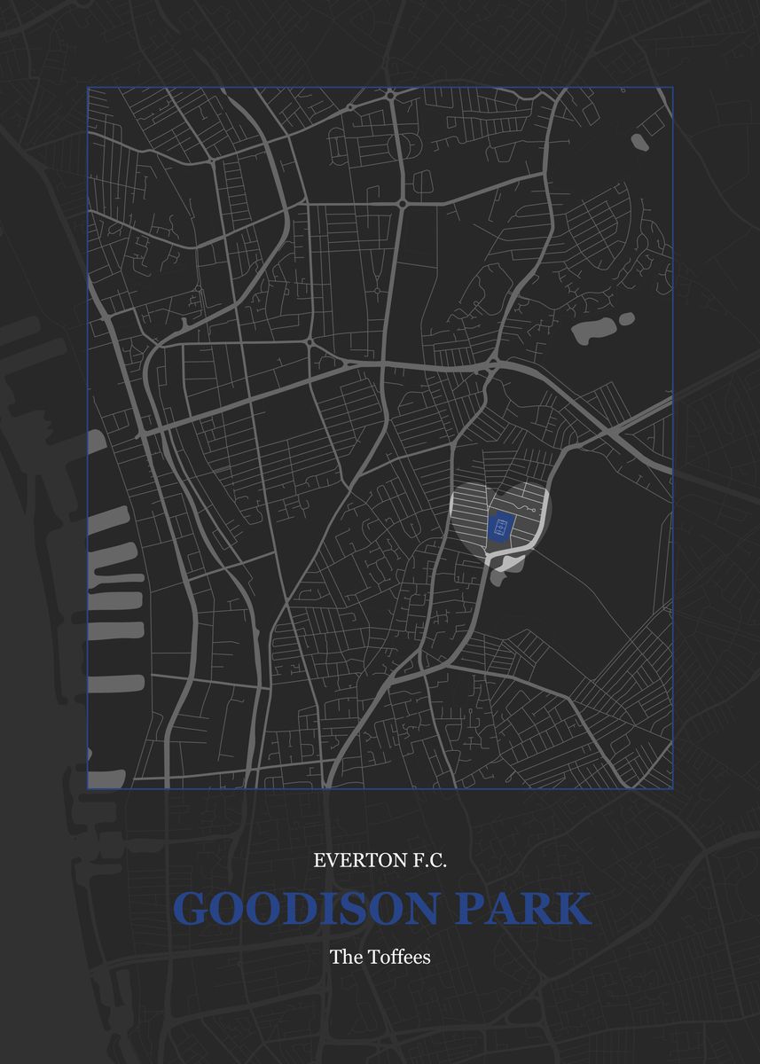'Goodison Park Stadium Map' Poster by Dany | Displate